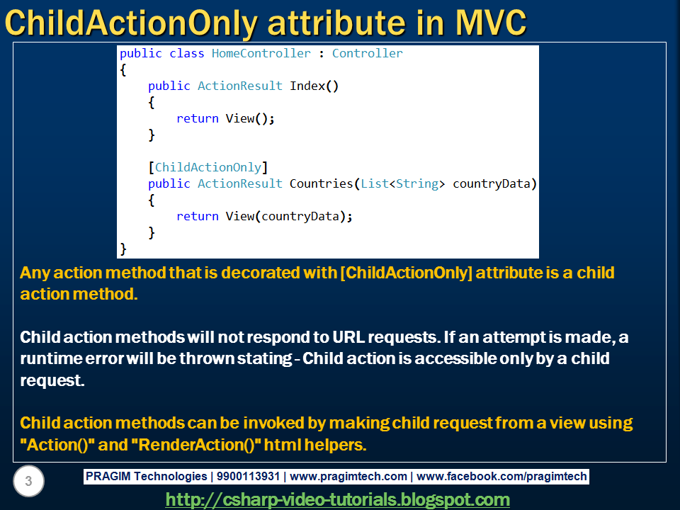 Sql server, .net and c# video tutorial: Part 71 – Child Action Only ...
