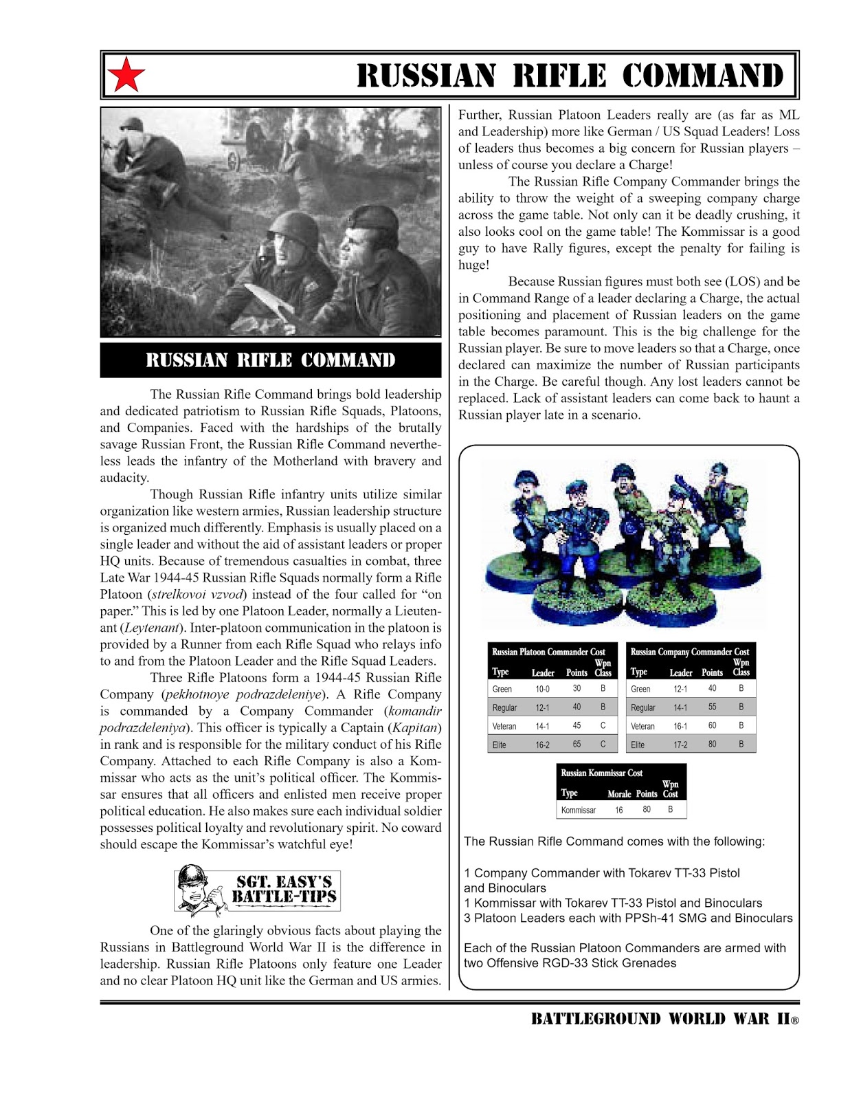 oldSarges Wargame and Model blog: Easy Eight Russian Command Chart