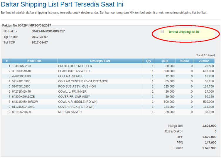 Tutorial DMS: Panduan Penerimaan Part Otomatis di DMS