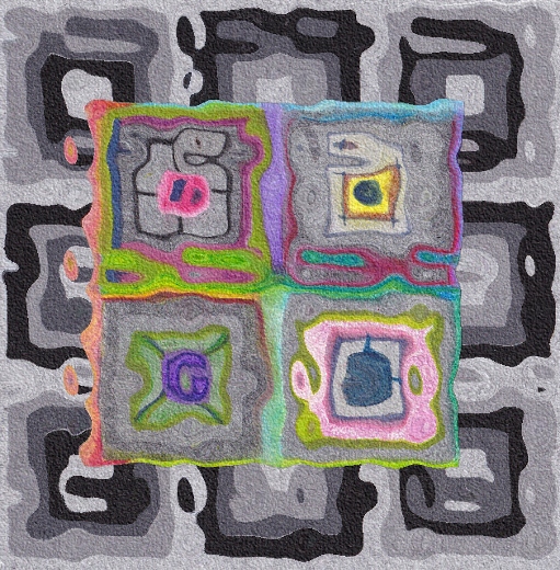 Lorrainas Art Gallery: Coloured squares on black and white squares