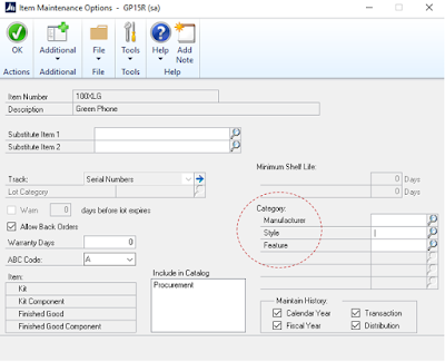 Dynamics GP Essentials: Rule of Thumb | Item Category Setup