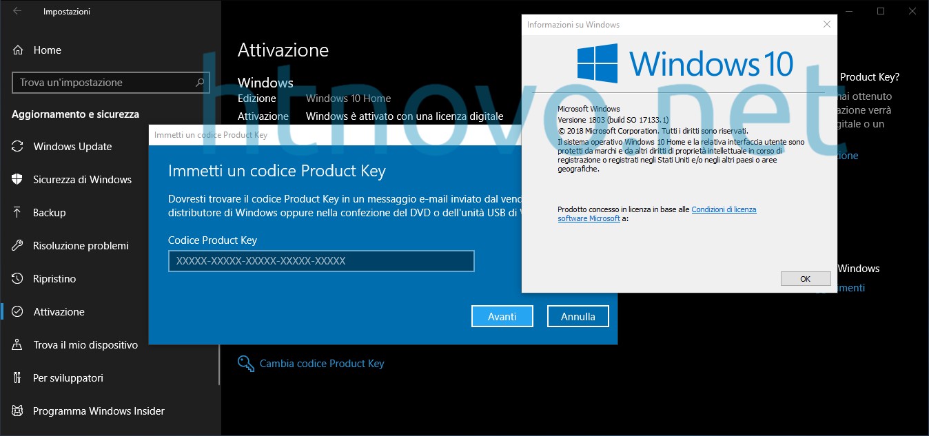 Codici Product Key generici per installare Windows 10 versione 1803