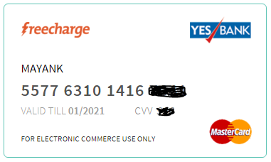 Create Unlimited Virtual Debit Card by Freecharge ( Online use only ...