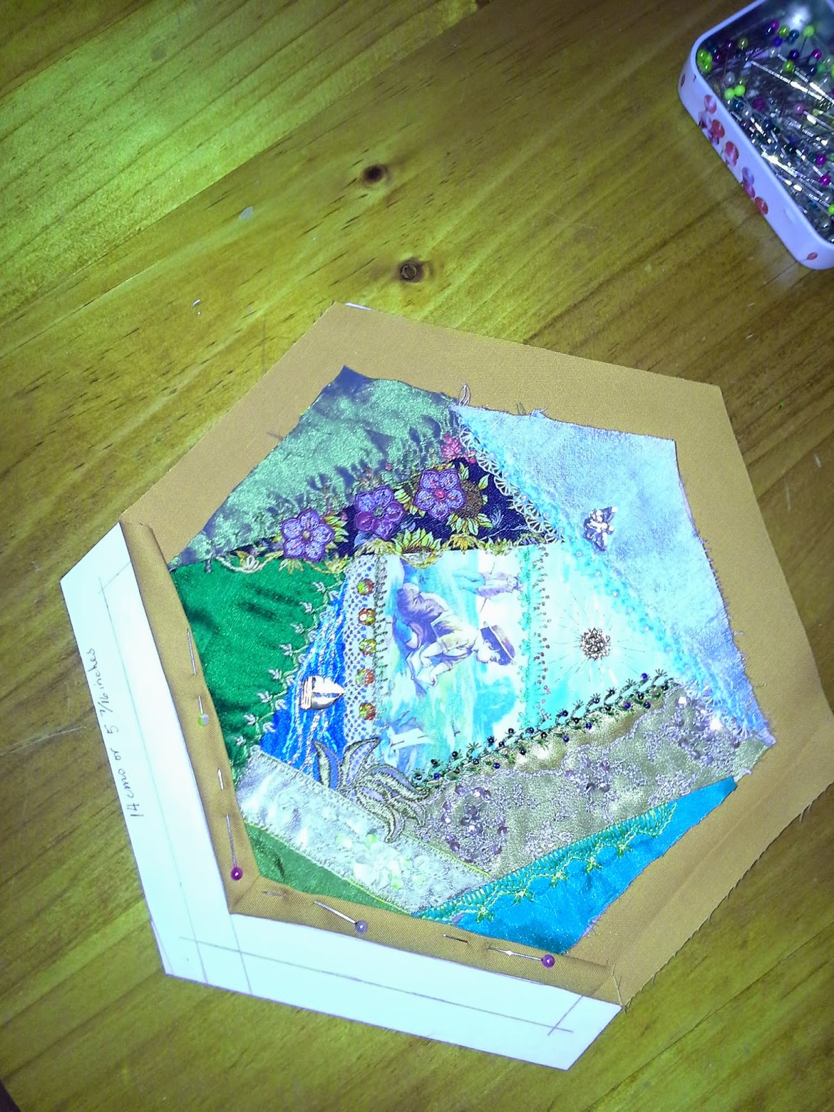 Viv's Crazy Quilting Journey: Crazy Quilted Hexagon Tutorial