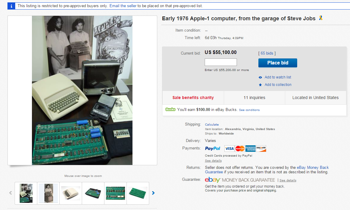 Seattle Retro Gamer: Early 1976 Apple-1 computer, from the garage of ...