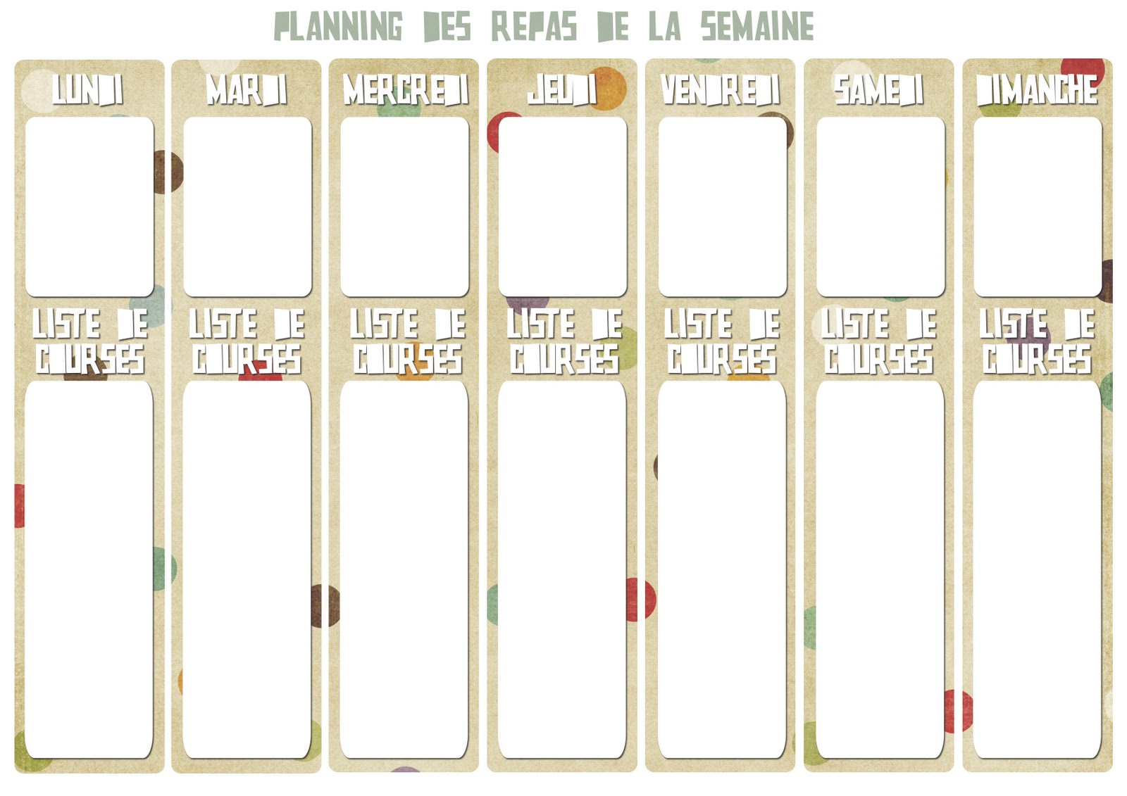 Happy tong: Planifier ses repas