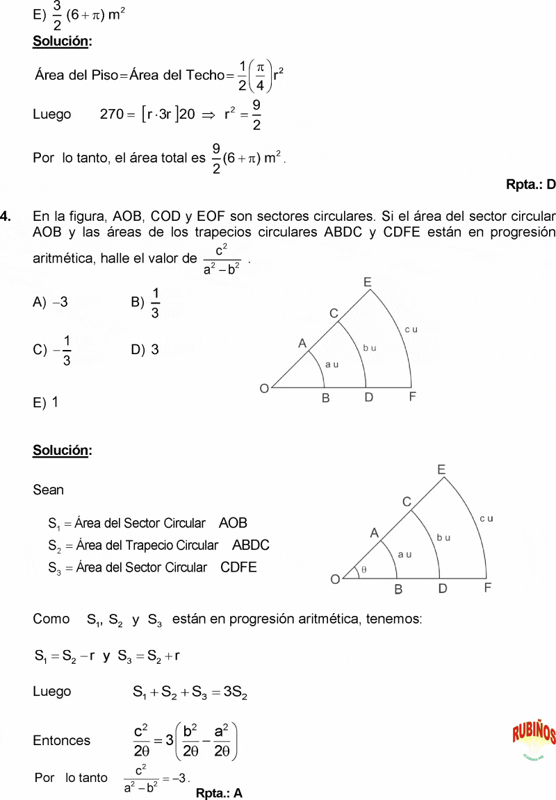 SECTOR CIRCULAR PROBLEMAS RESUELTOS DE TRIGONOMETRIA