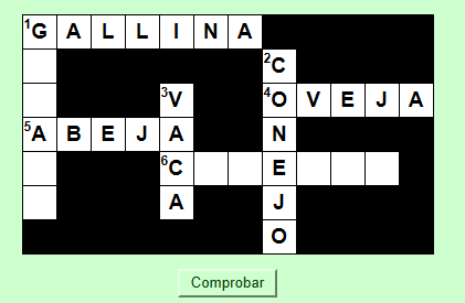 Primeros pasos en la naturaleza: CRUCIGRAMA "Los animales".