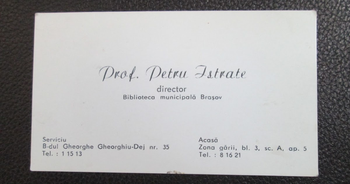 Anticariat Erasmus: Carte de vizită PETRU ISTRATE (cu mesaj pe verso)