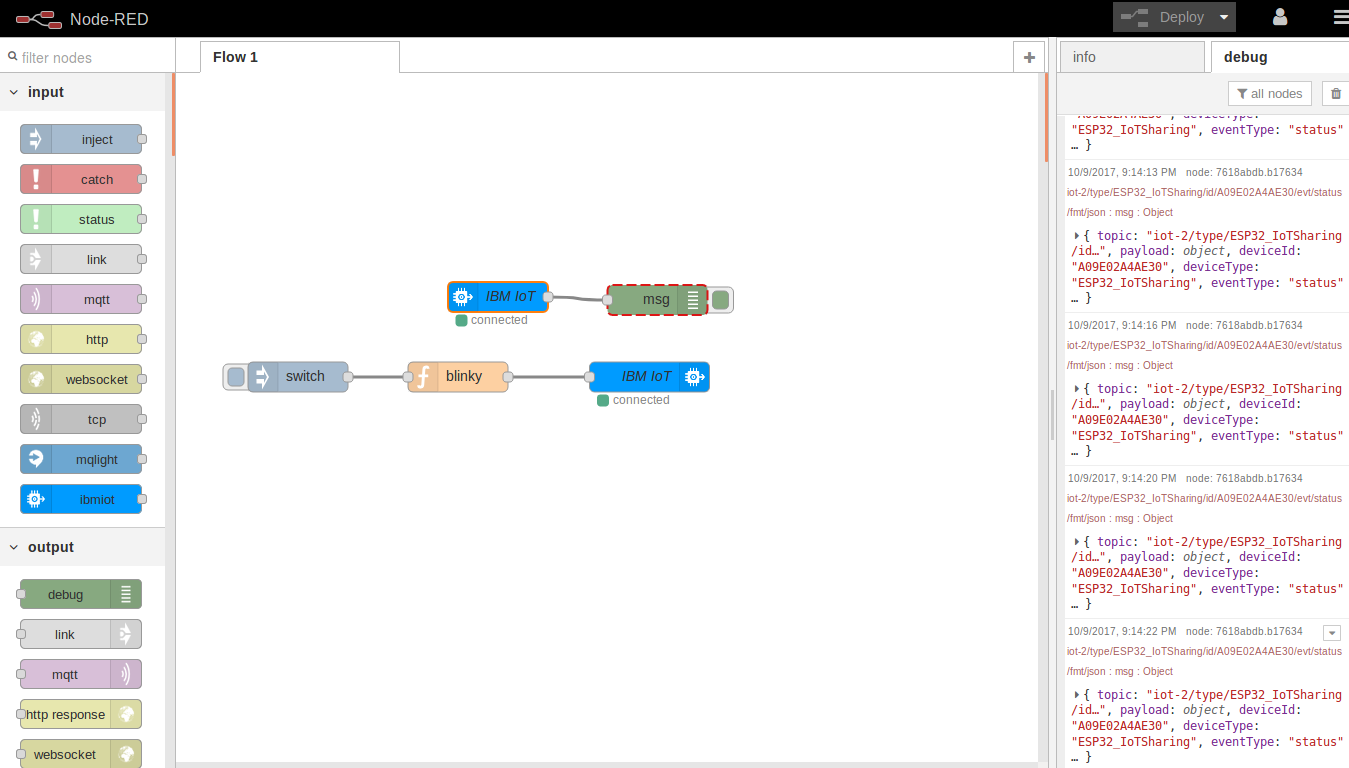 Demo 33: Monitor and control ESP32 via IBM Bluemix Watson IoT Platform