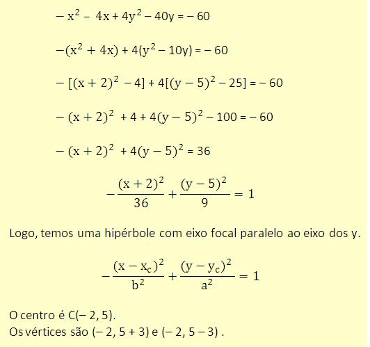 Cálculo 1 - Área 1: Geometria analítica: hipérbole