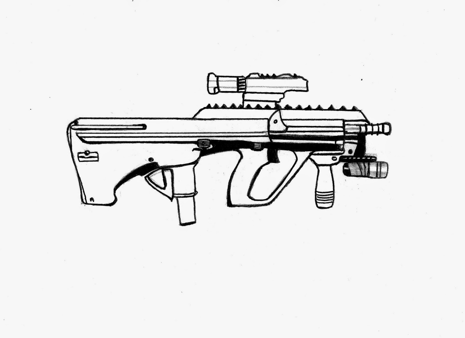 GuuhDesenhos: Como desenhar arma AUG - Passo a Passo