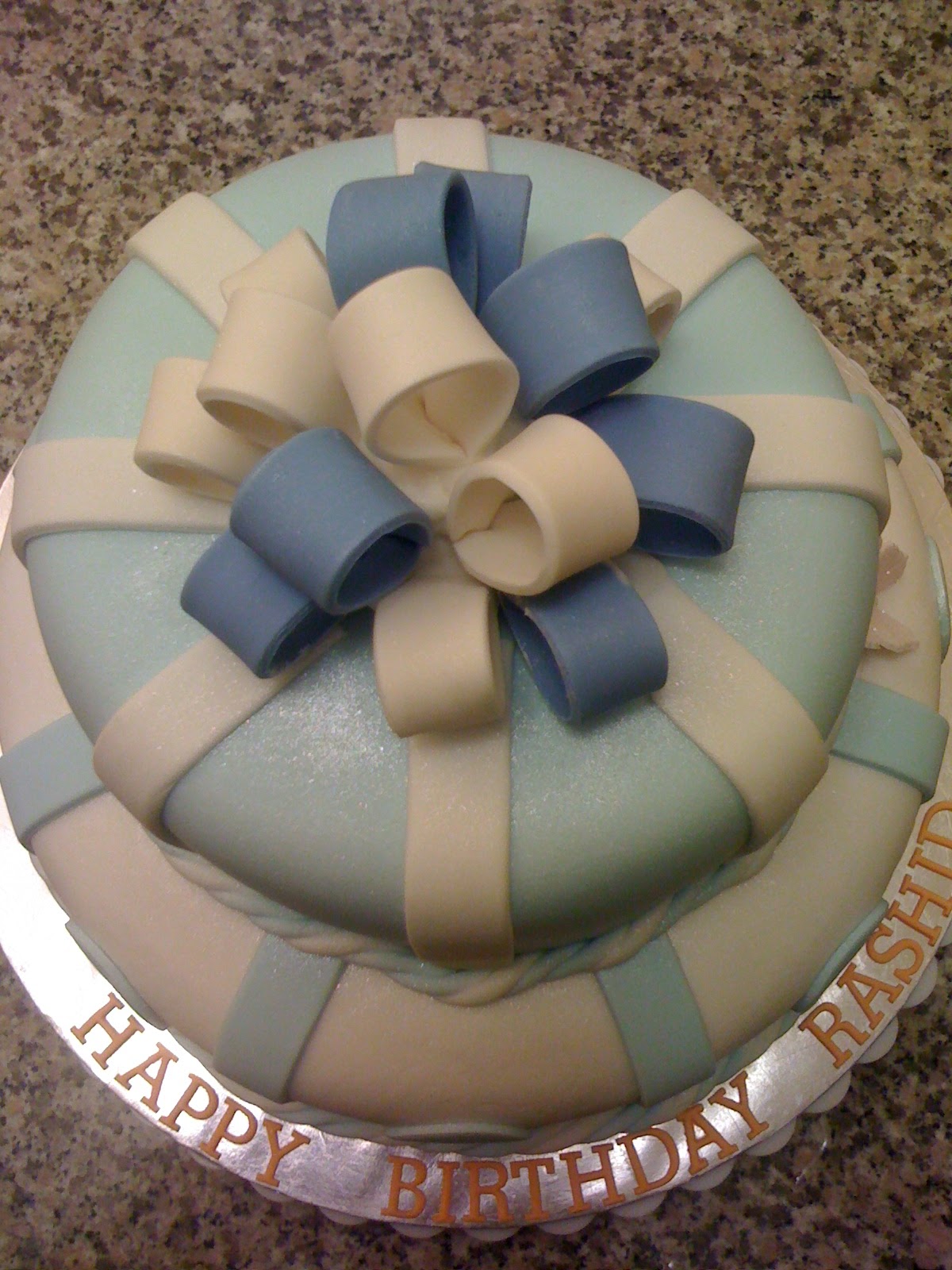 CAKE CUPBOARD: 2 Tier Birthday cake - light blue and white with loopy ...