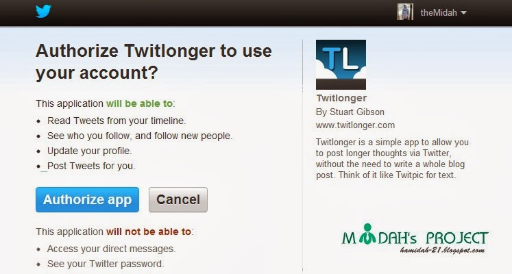 Tips Ngetweet Lebih dari 140 Karakter dengan TwitLonger | Midah's Project