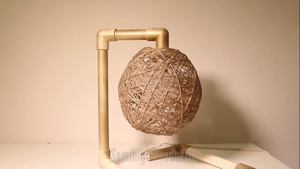 How to make lampshade with Jute Yarn and PVC | Diy Crafts - SemiHigh ...