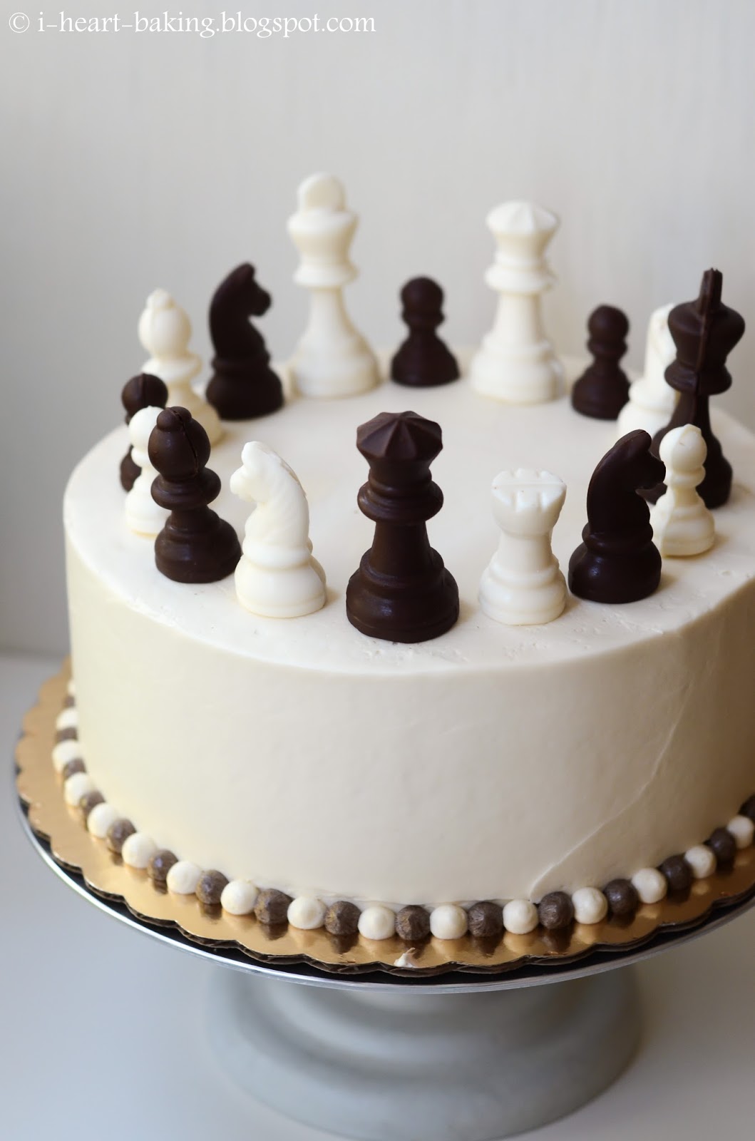 i heart baking!: chess cake with handmade chocolate chess pieces