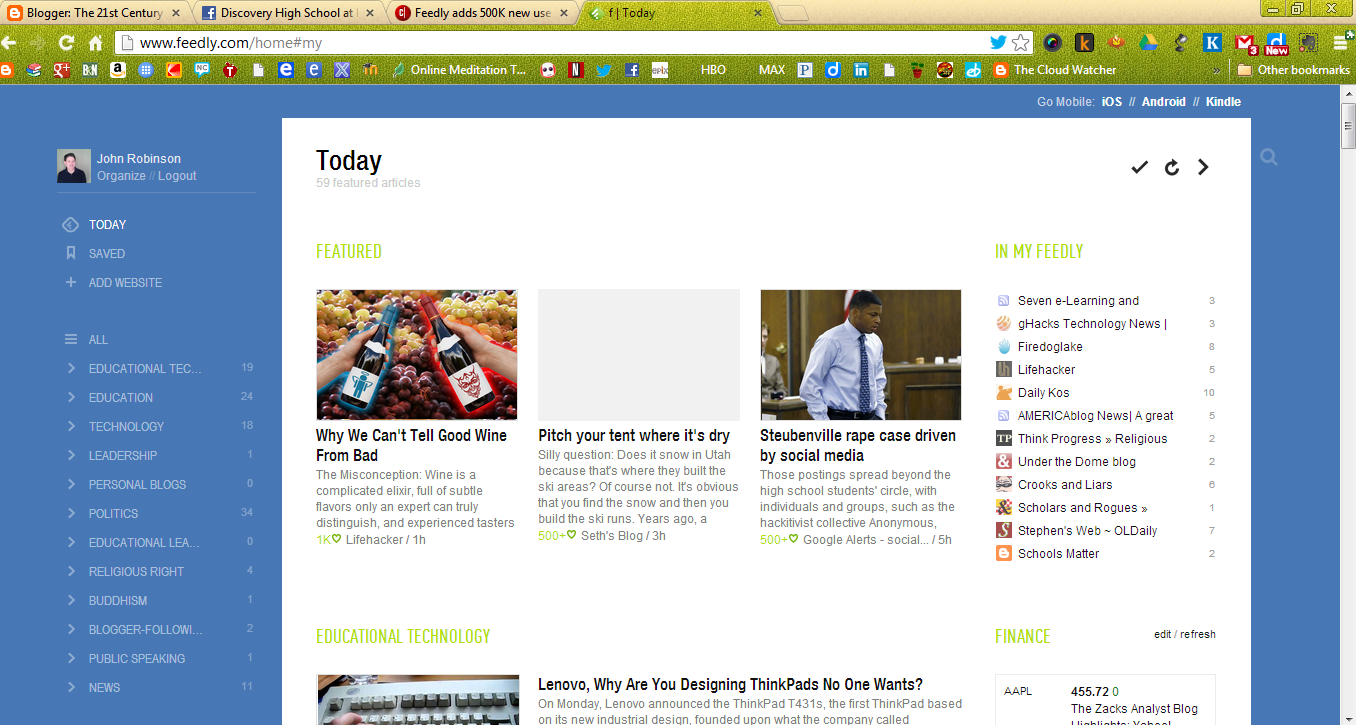 The 21st Century Principal: Feedly: An RSS Reader Replacement for Google Reader