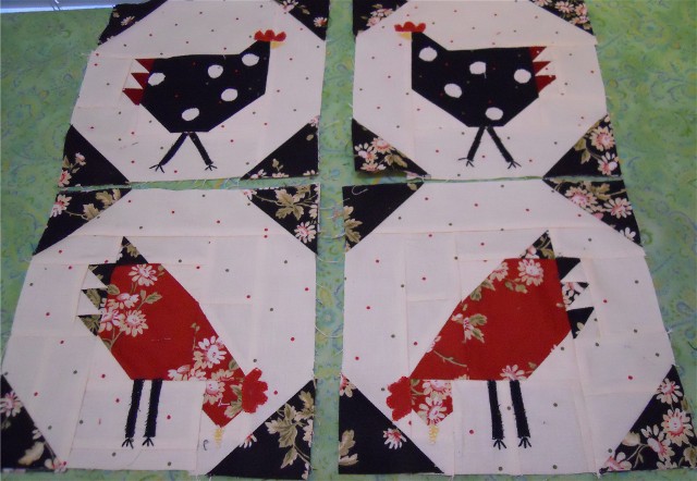 Quilter Jan: Four Chickens for Little Red Barns Quilt