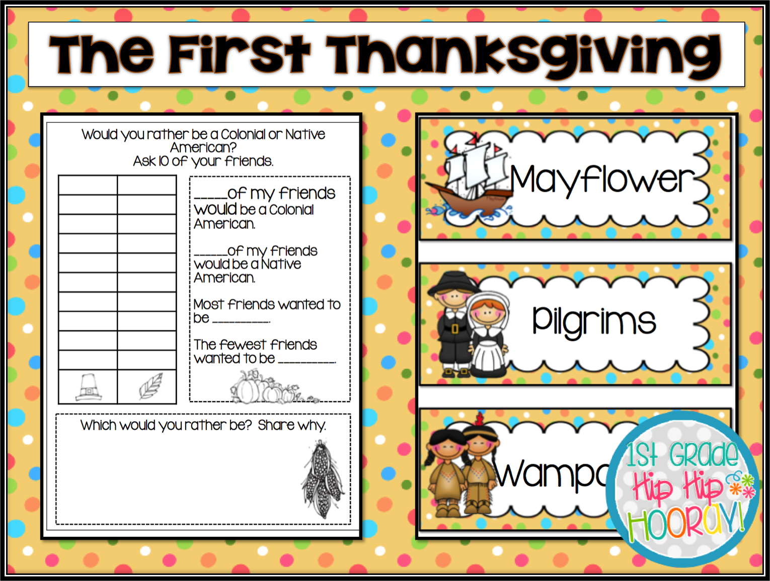 1st Grade Hip Hip Hooray!: The First Thanksgiving...An educational ...