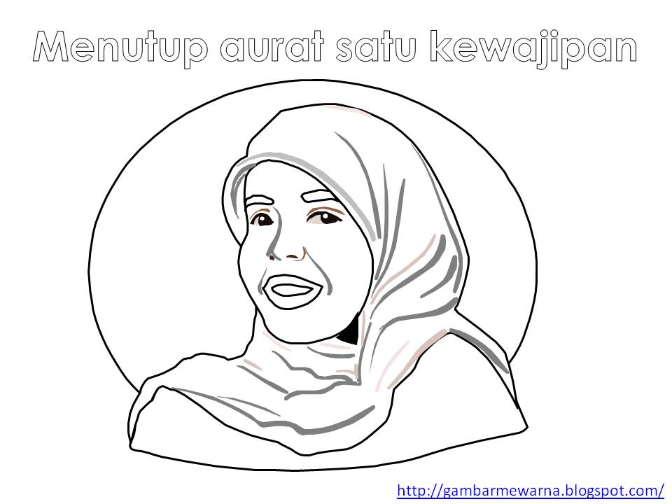 Poster kempen menutup aurat - Gambar Mewarna