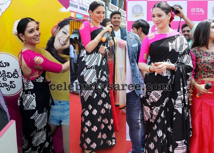 Tamannah in Black Masaba Saree - Saree Blouse Patterns