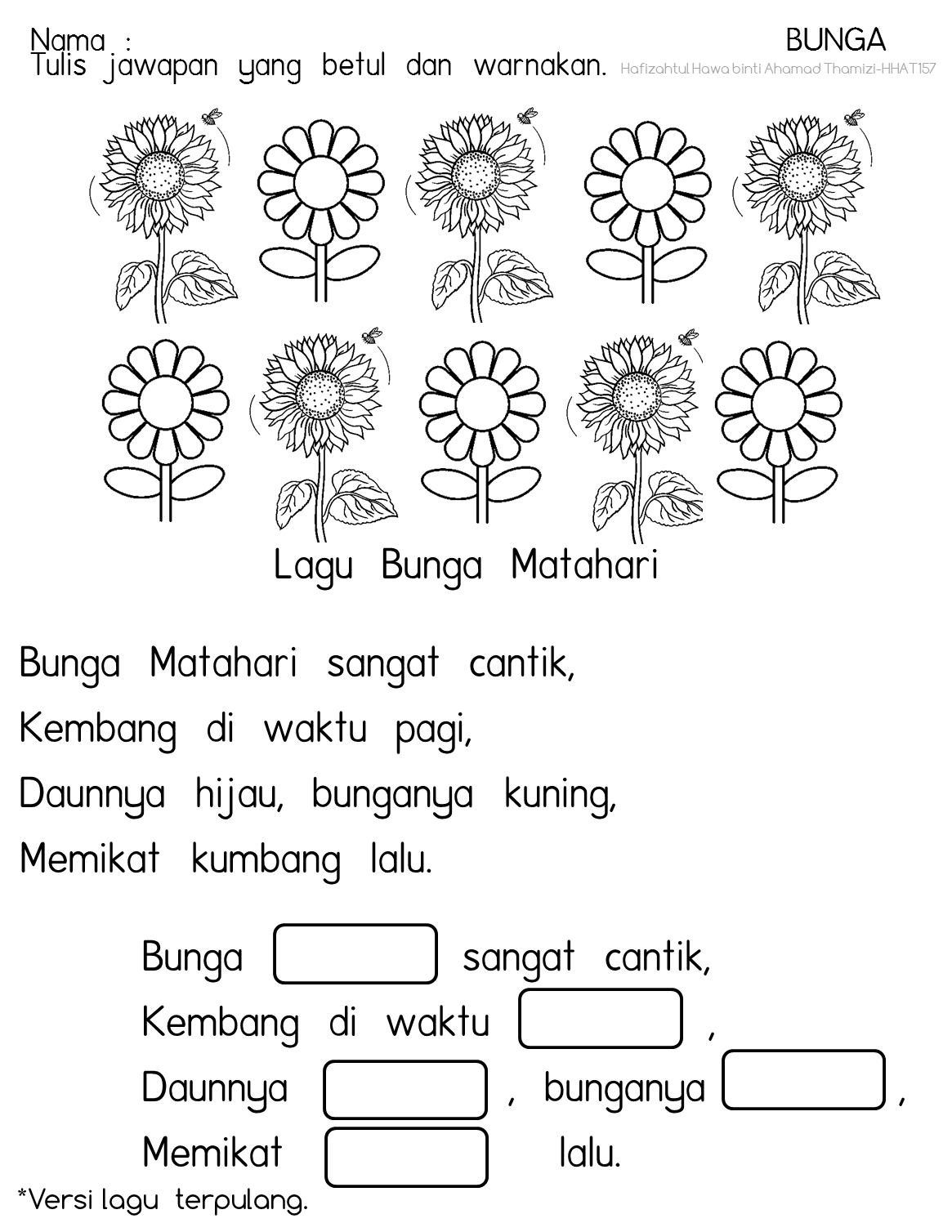 Cikgu Fieza (HHAT157): Bunga