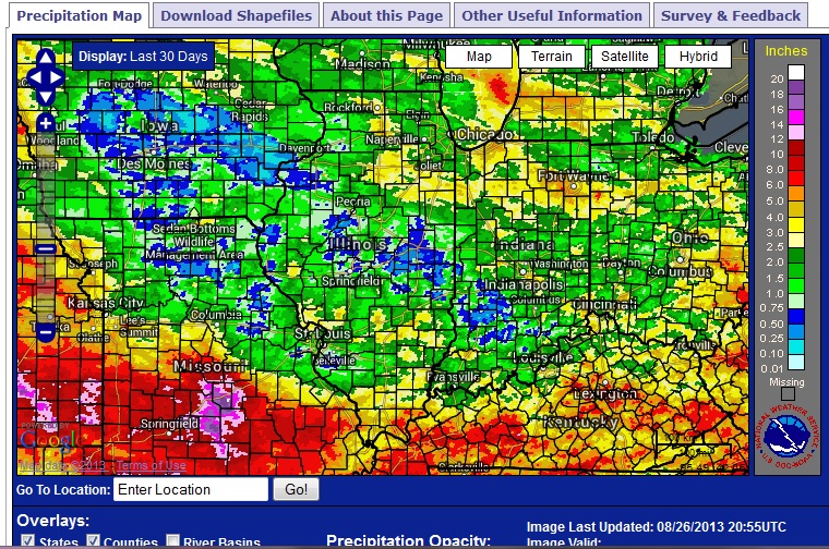 Observations in Agriculture: 30 Day Precipitation