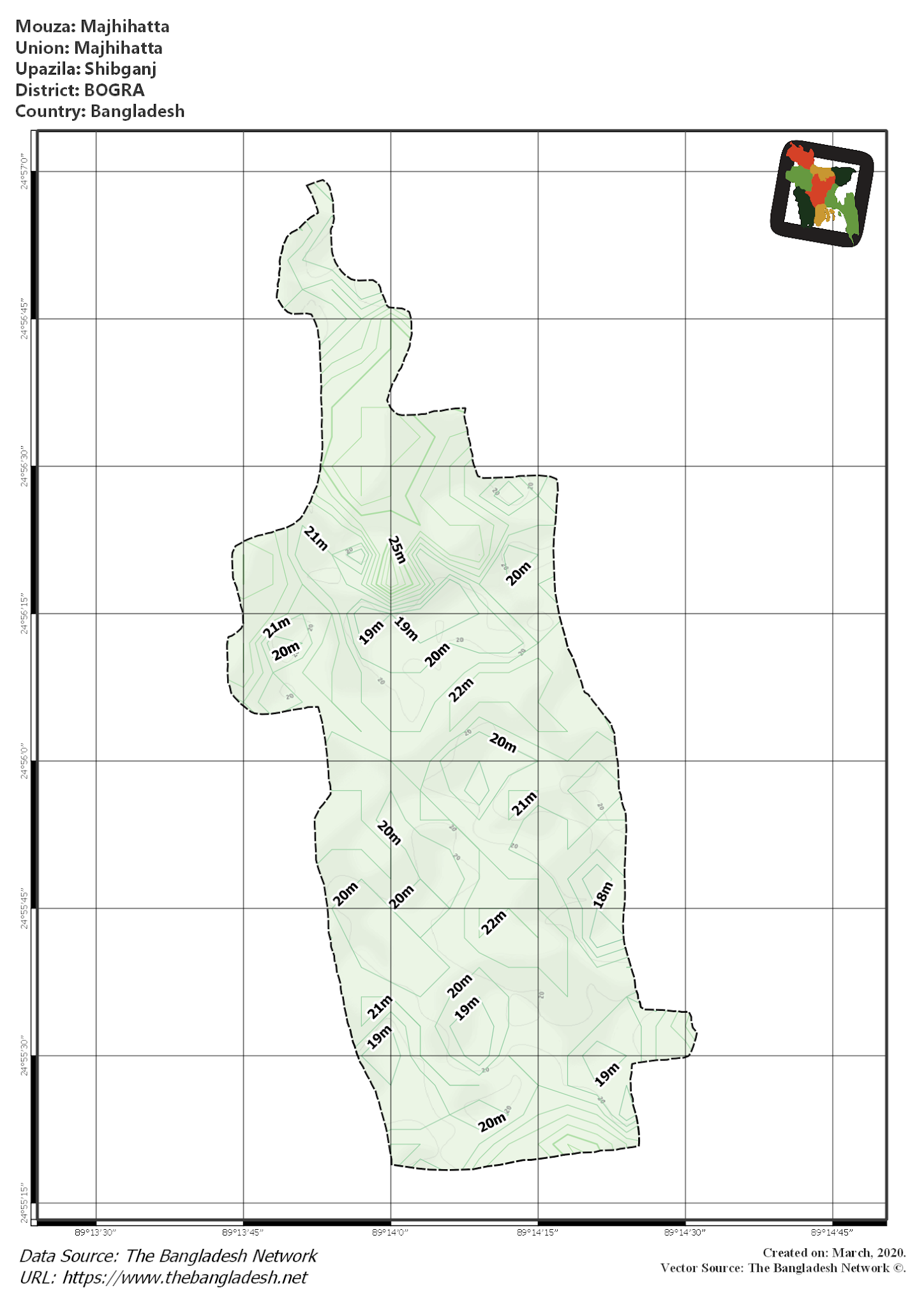 Map of Majhihatta Mouza, Shibganj, Bogra
