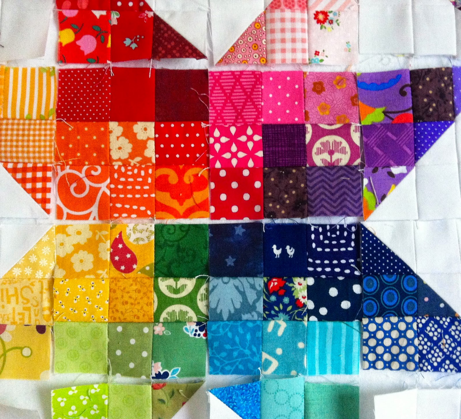 purple poppy quilts: Scrappy Spectrum Swoon