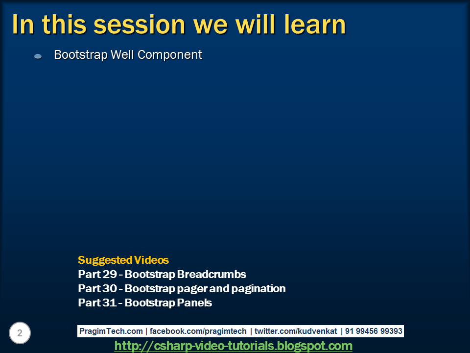 Sql server, .net and c# video tutorial: Bootstrap well