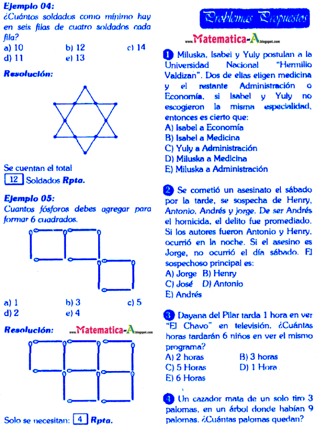 RAZONAMIENTO LOGICO CONCEPTOS Y EJERCICIOS DESARROLLADOS - PROBLEMAS ...