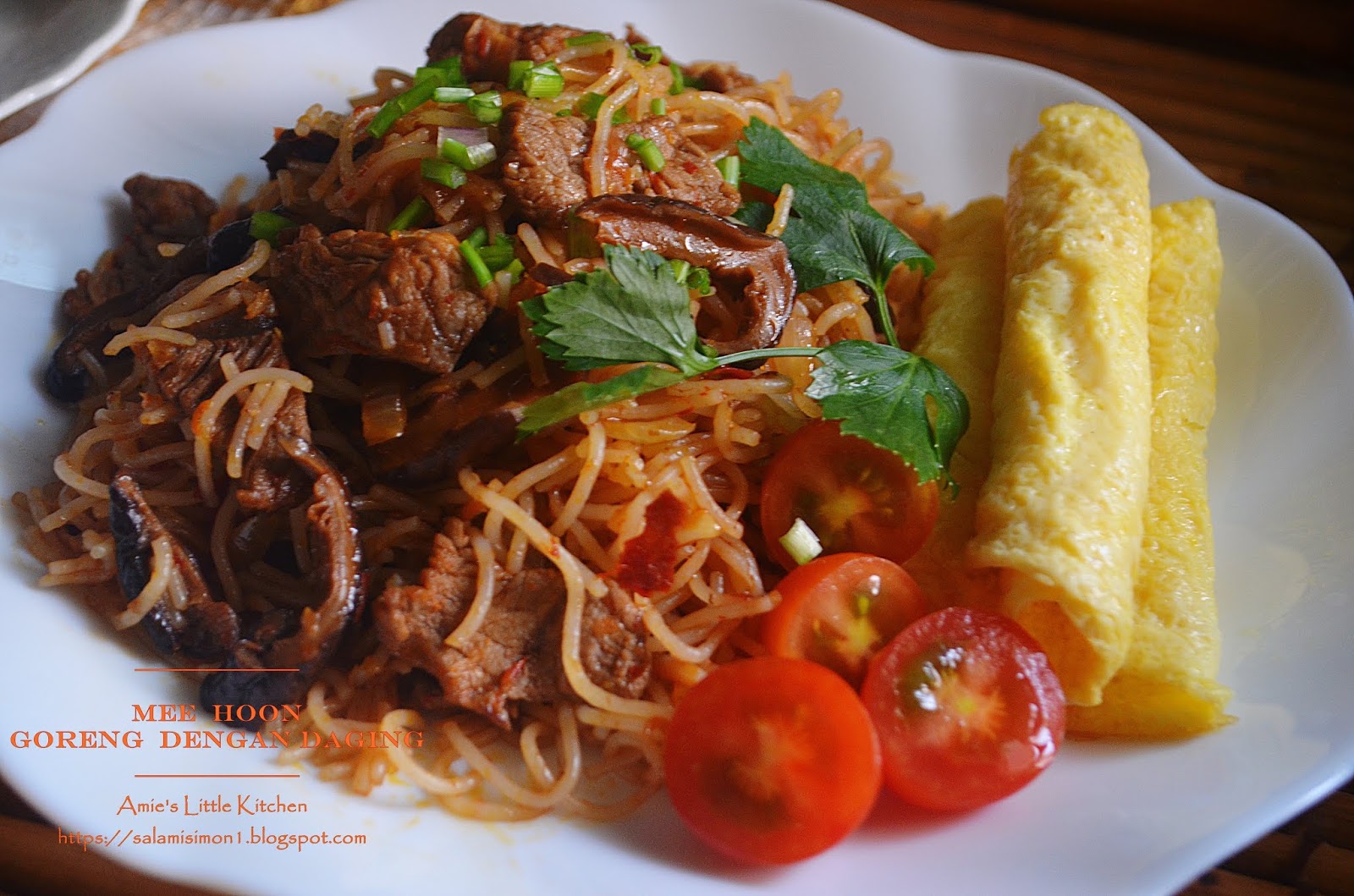Mee Hoon Goreng dengan Daging - Amie's Little Kitchen