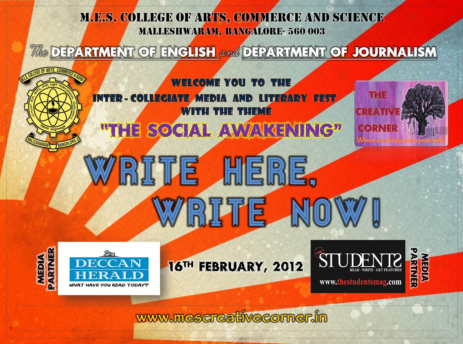 THE CREATIVE CORNER: ‘WRITE HERE, WRITE NOW!’ 2012