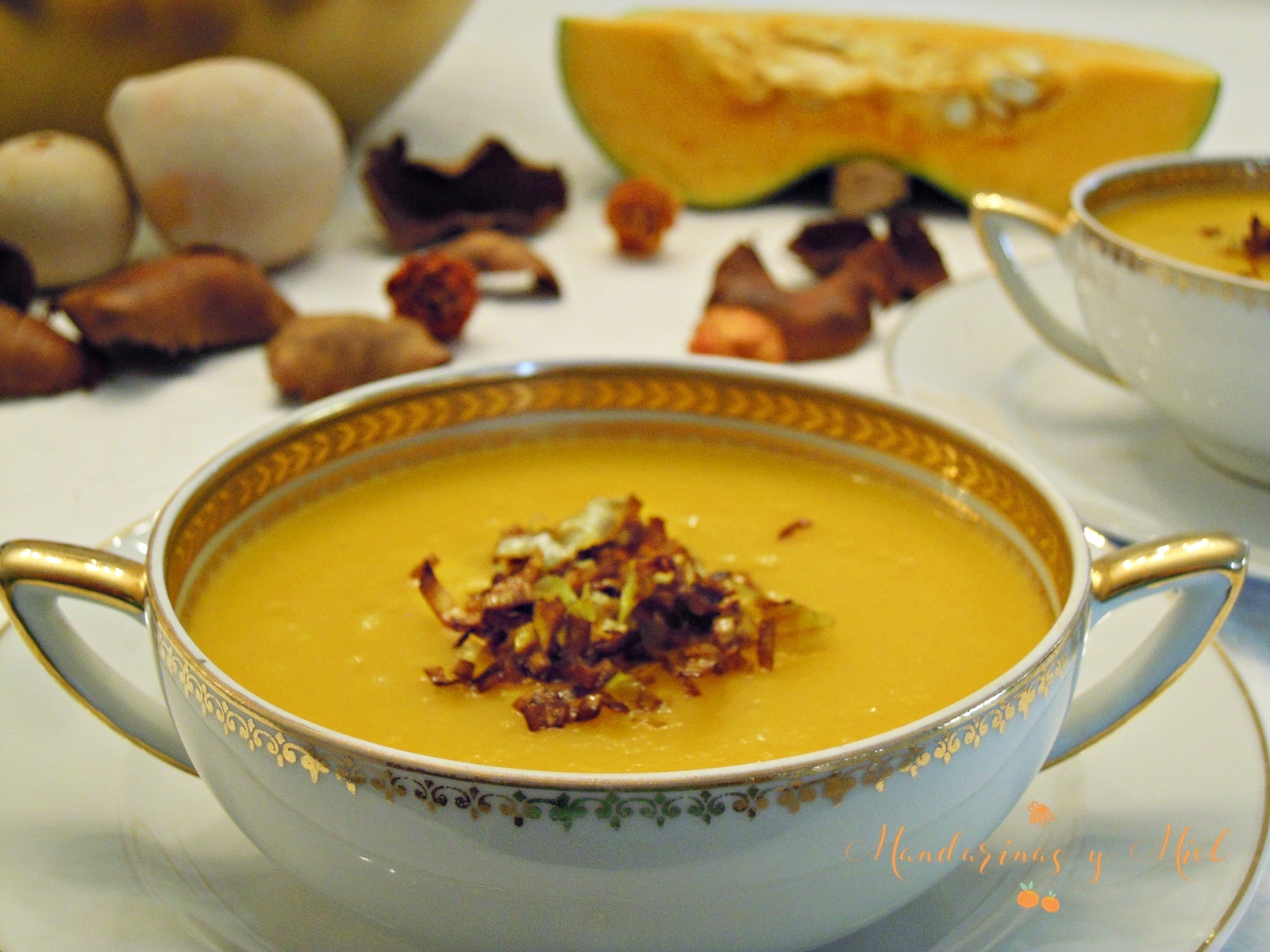 Crema ligera de calabaza | Mandarinas y miel