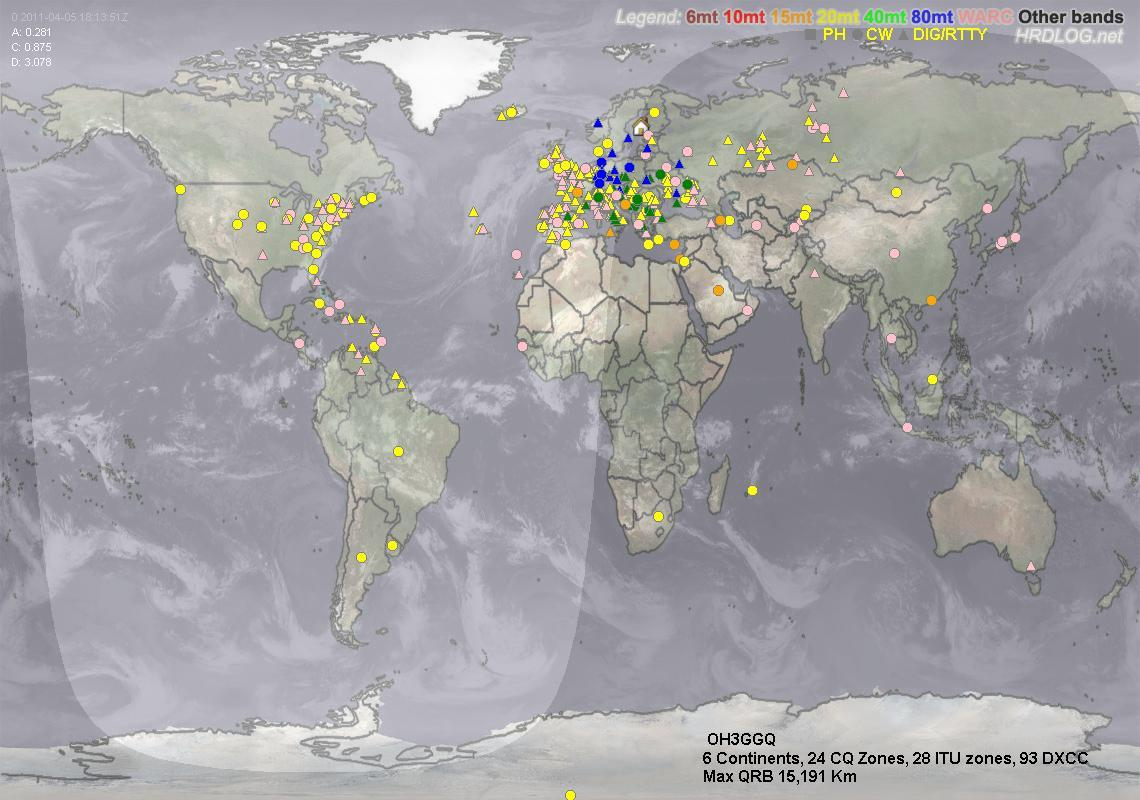 OH3GGQ Sauli: My QSO map