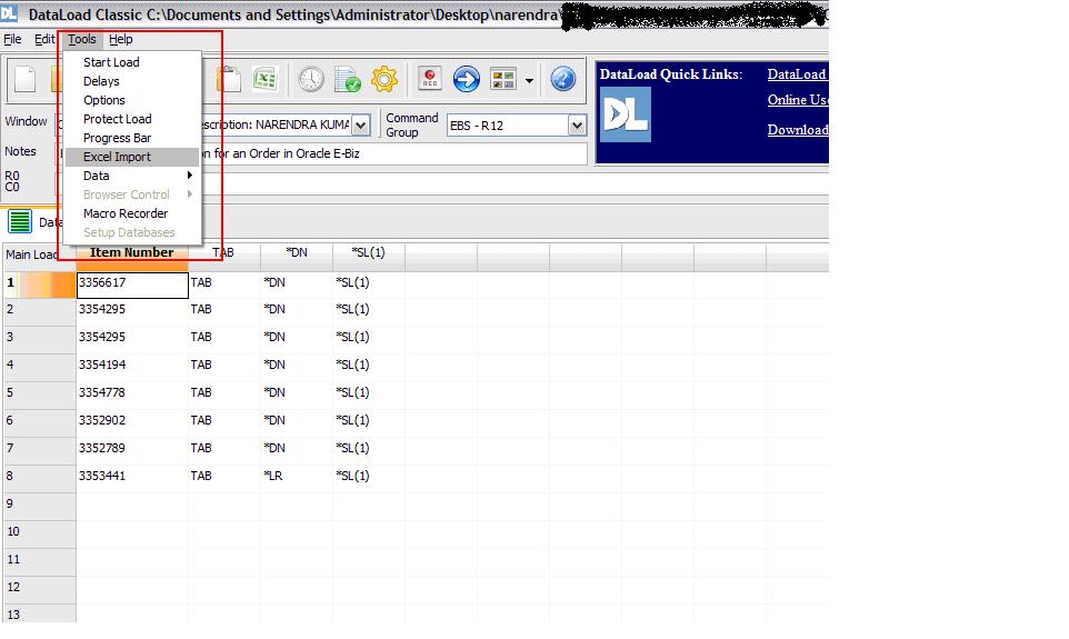 Dilli ERP Notes: Sample example for DataLoad - Part 1&2&3