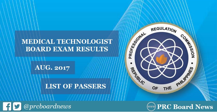 OFFICIAL RESULTS: August 2017 Medtech board exam list of passers - PRC ...
