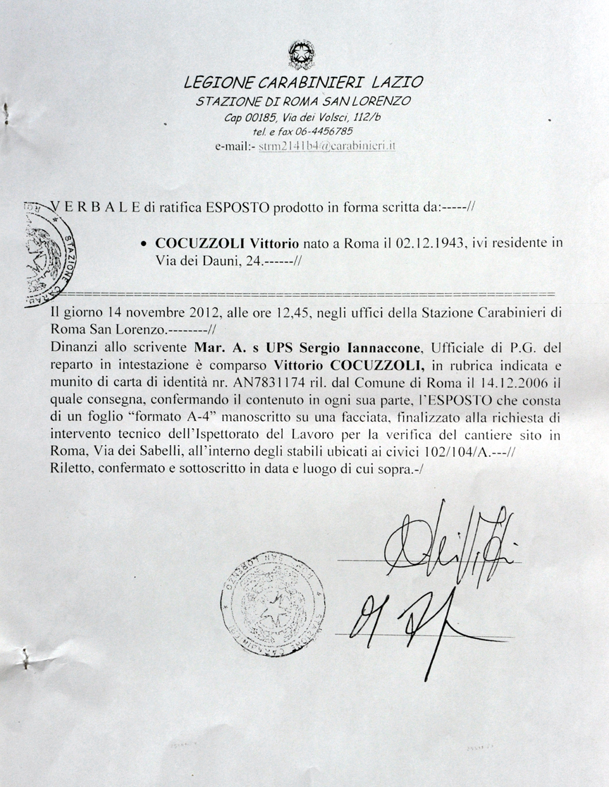 Difendiamo San Lorenzo: novembre 2012