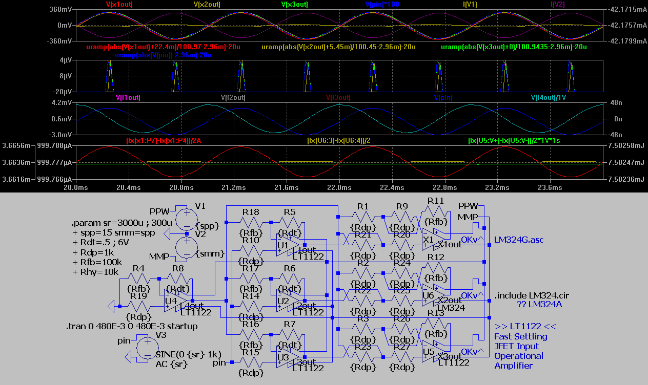Chips & Tech.: OpAmp (virtual) Testing LM324 LT1012 LT1122