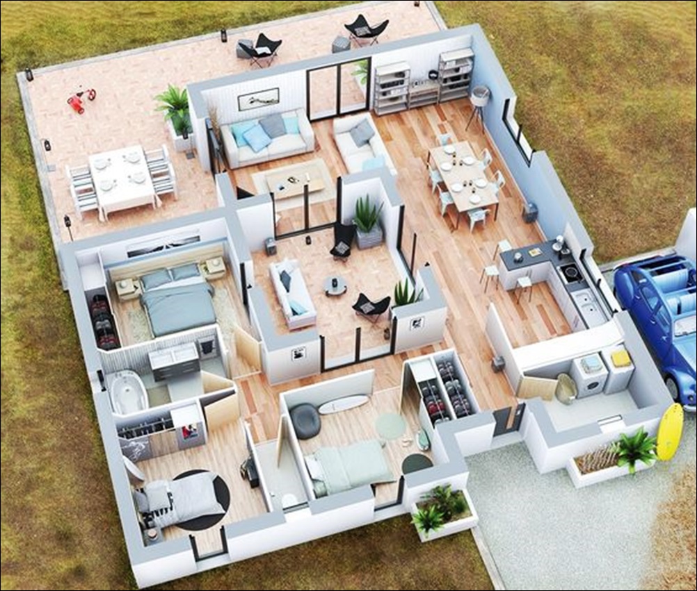 30 Plantas de Casas Modernas em 3D - Modelos, Projetos!