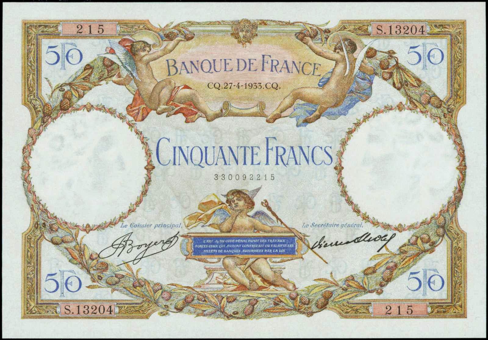 France 50 Francs banknote 1933 Luc-Olivier Merson|World Banknotes ...