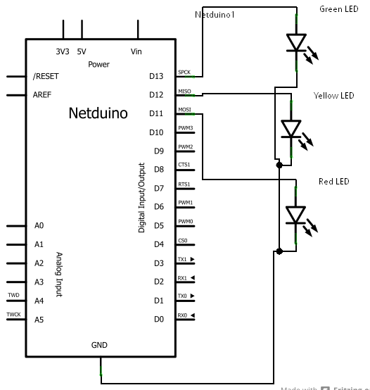 Traveling Tech Guy Code: 1st Netduino Project: Traffic Light