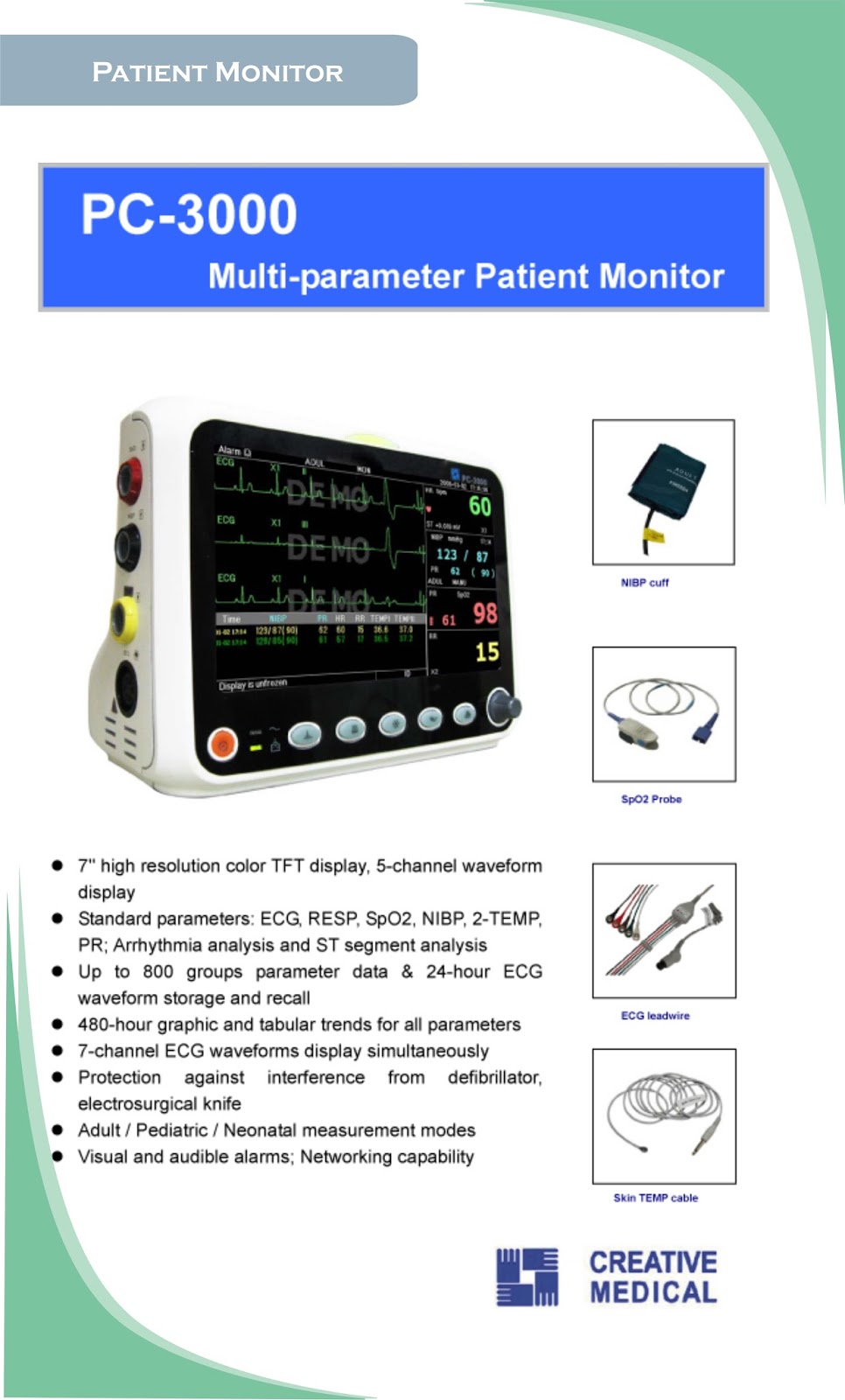 Patient Monitor 7" Mini Model Creative PC-3000