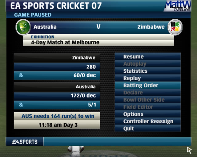 Channel Nine Australia Home Series Overlay For EA Cricket 07 | EA ...