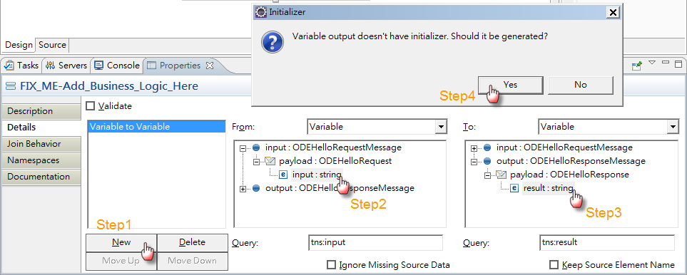 a cai 雜記: Create BPEL process with Eclipse BPEL designer and Apache ODE