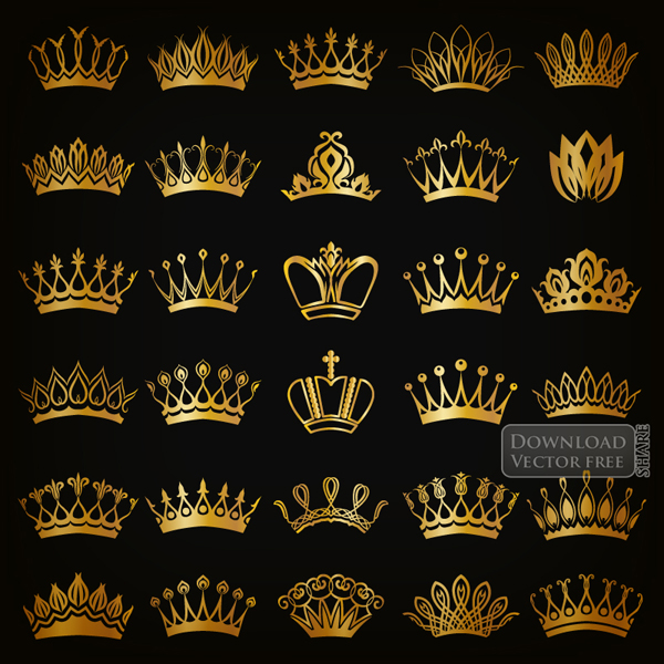 Bộ trang trí vương miện vàng Gold crown vector 5071 ~ MrPixelVn - Chia ...