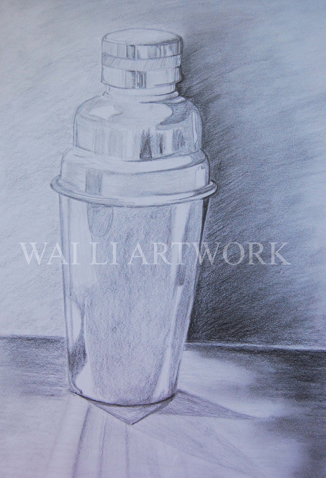 Pens to Brushes: Cocktail Shaker- A pencil drawing.