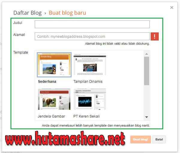 Cara Lengkap Daftar dan Membuat Blogger Blogspot - Hutama Share
