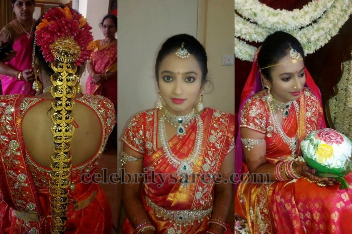 Bride in Silver Work Shimmer Blouse - Saree Blouse Patterns