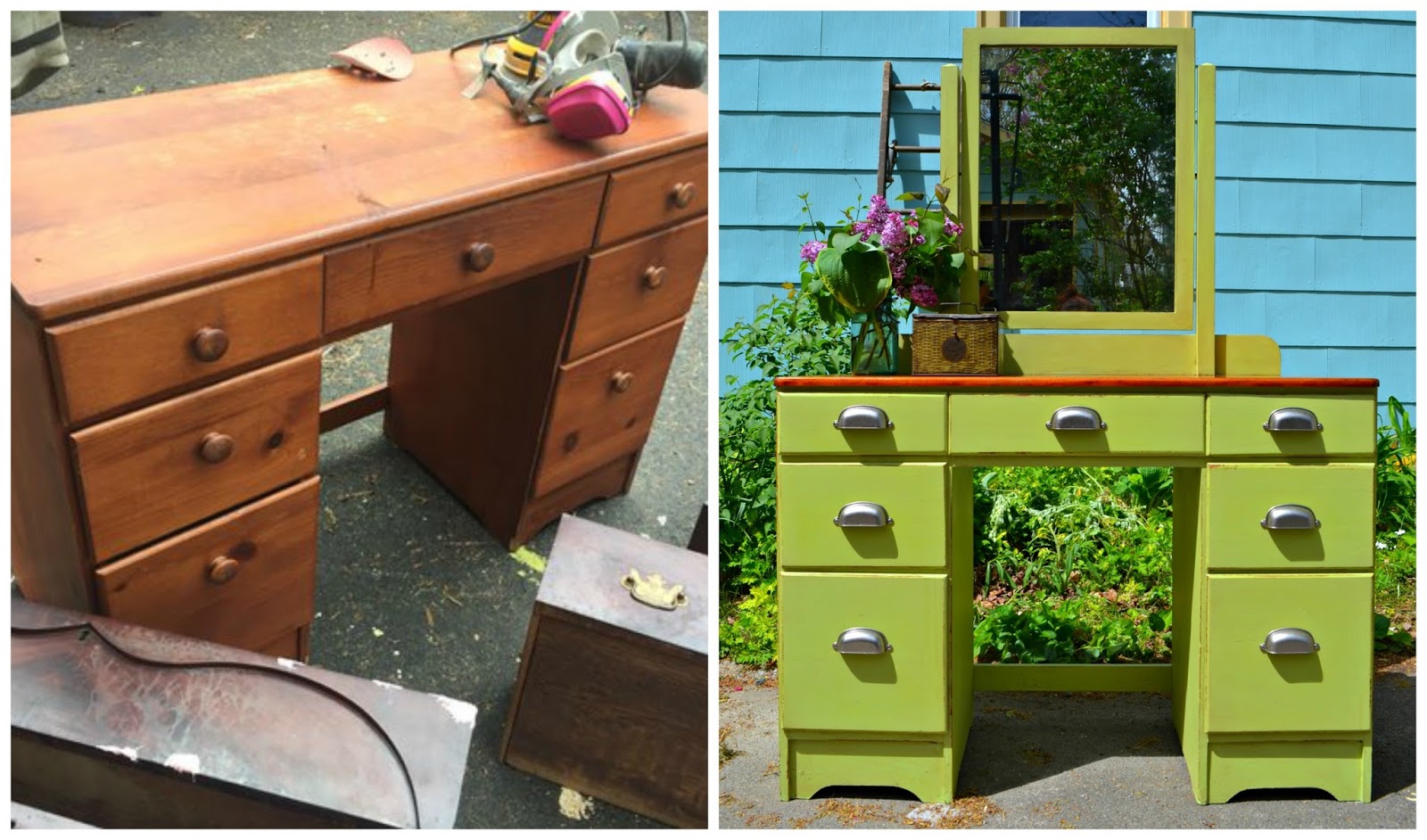 Heir and Space: A Vintage Desk Turned Vanity